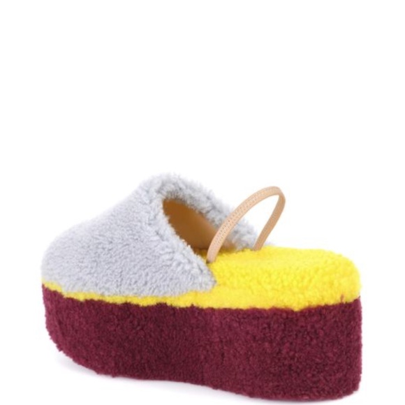 Fendi | Shoes | Fendi Multi Color Colorblock Platform Shearling Mules ...